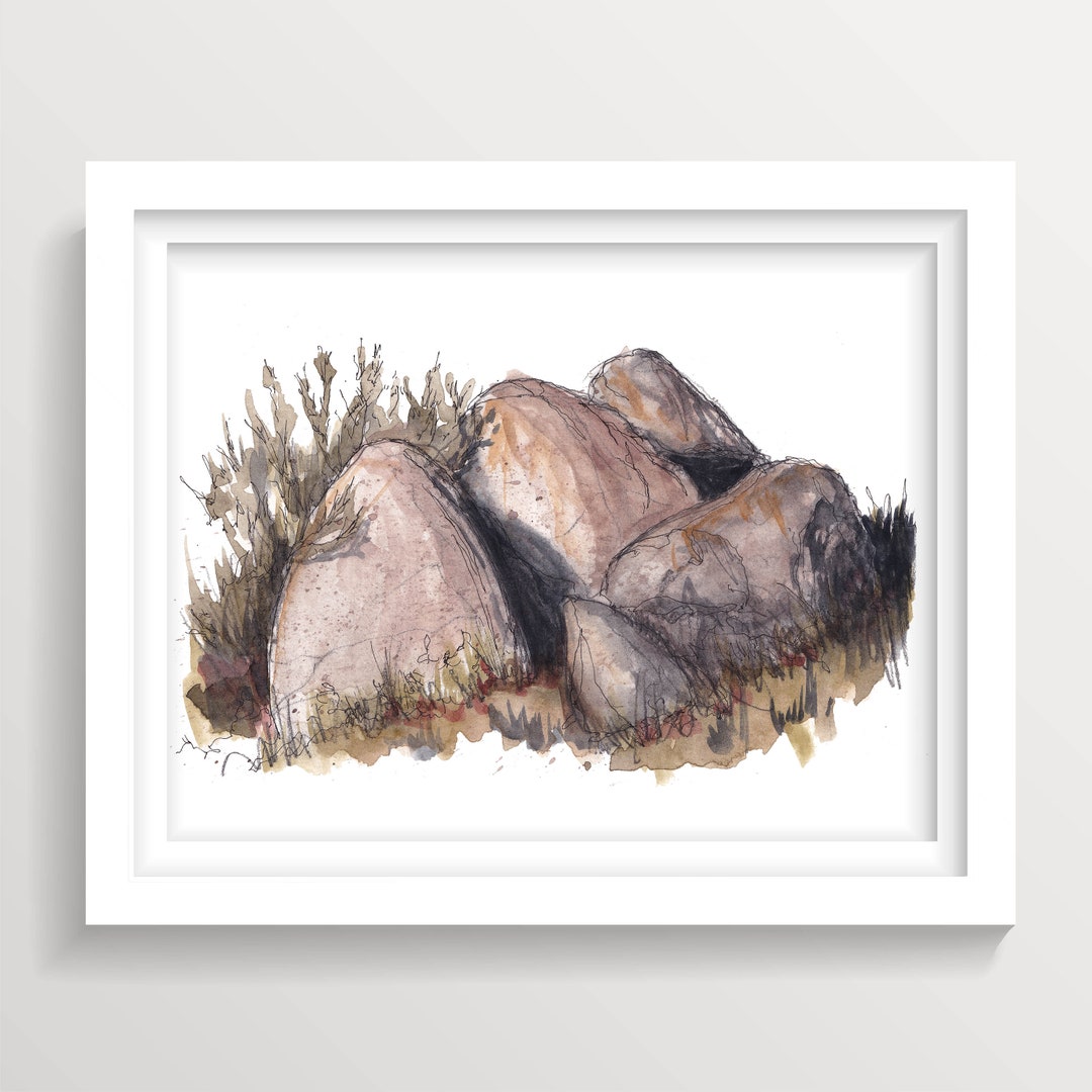 TEMECULA ROCKS and GRASS - Meadow, Boulders, Plein Air Landscape ...