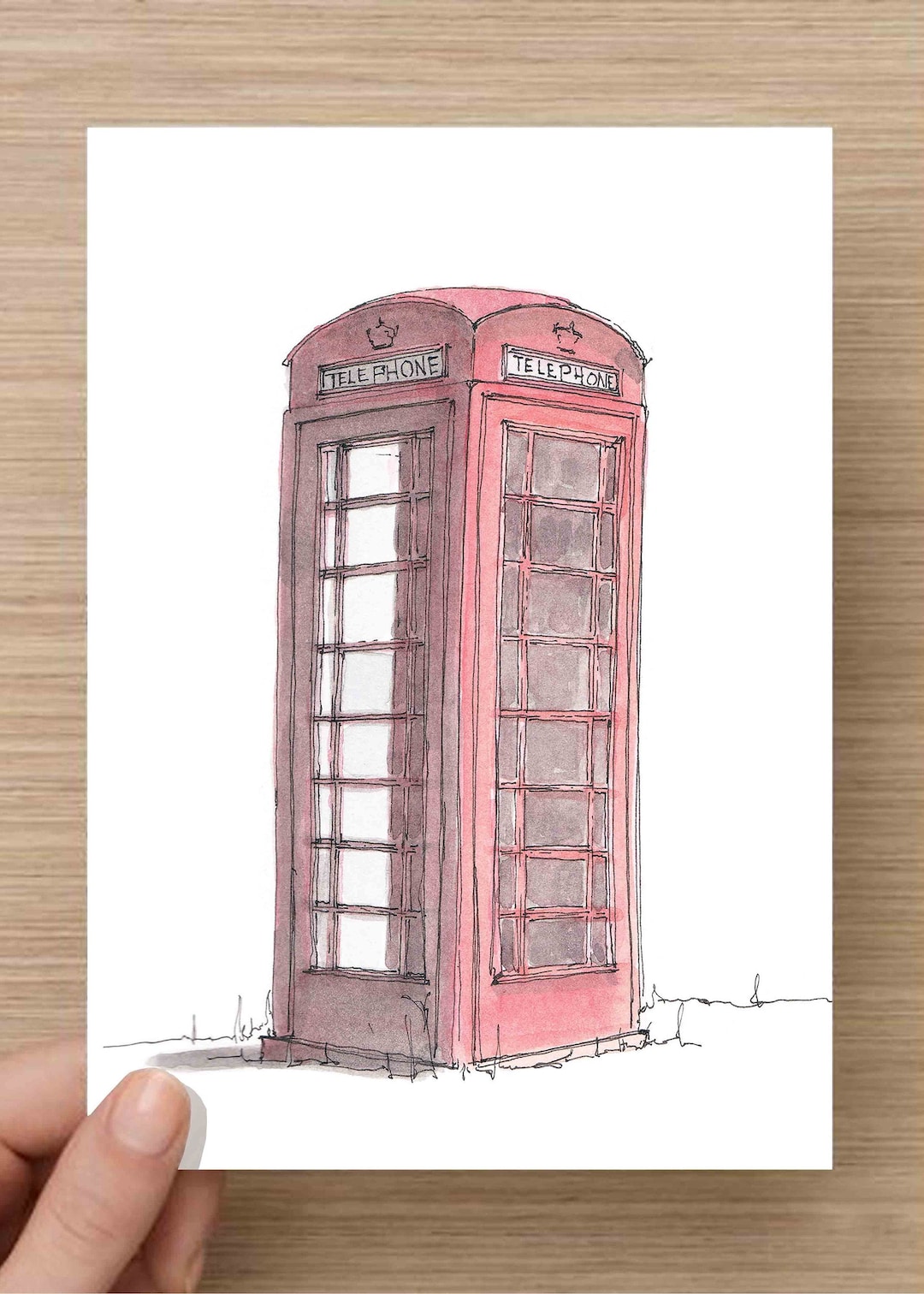 BRITISH PHONE BOX - Watercolor Painting, Telephone, Phone Booth, Art ...