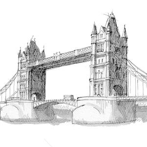 TOWER BRIDGE LONDON - England, Uk, Pen and Ink Travel Art Print ...