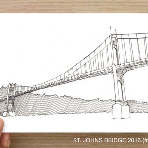 Portland Bridges Pen and Ink Art Prints - 4-pack - Etsy