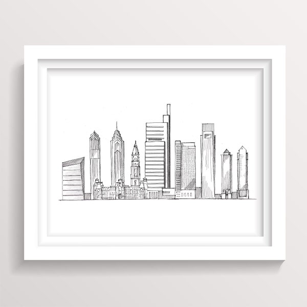 Philadelphia Line Ink Drawing - Etsy