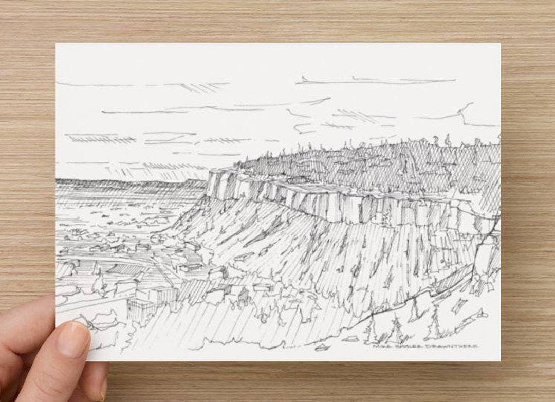 BILLINGS RIM ROCKS - Montana, Geology, Mountains, Drawing, Pen and Ink ...