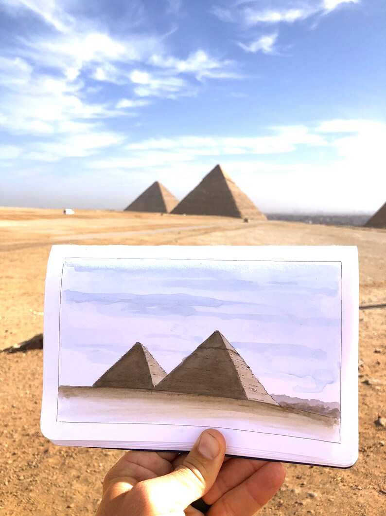 PYRAMIDS OF GIZA Ancient Egypt Plein Air Watercolor - Etsy