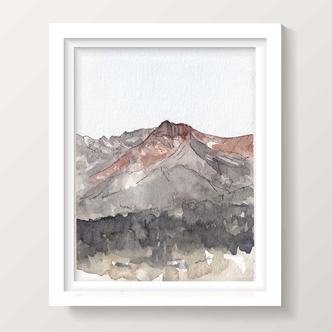 RED PEAK MOUNTAIN - Lake Tahoe, California, Landscape Watercolor ...