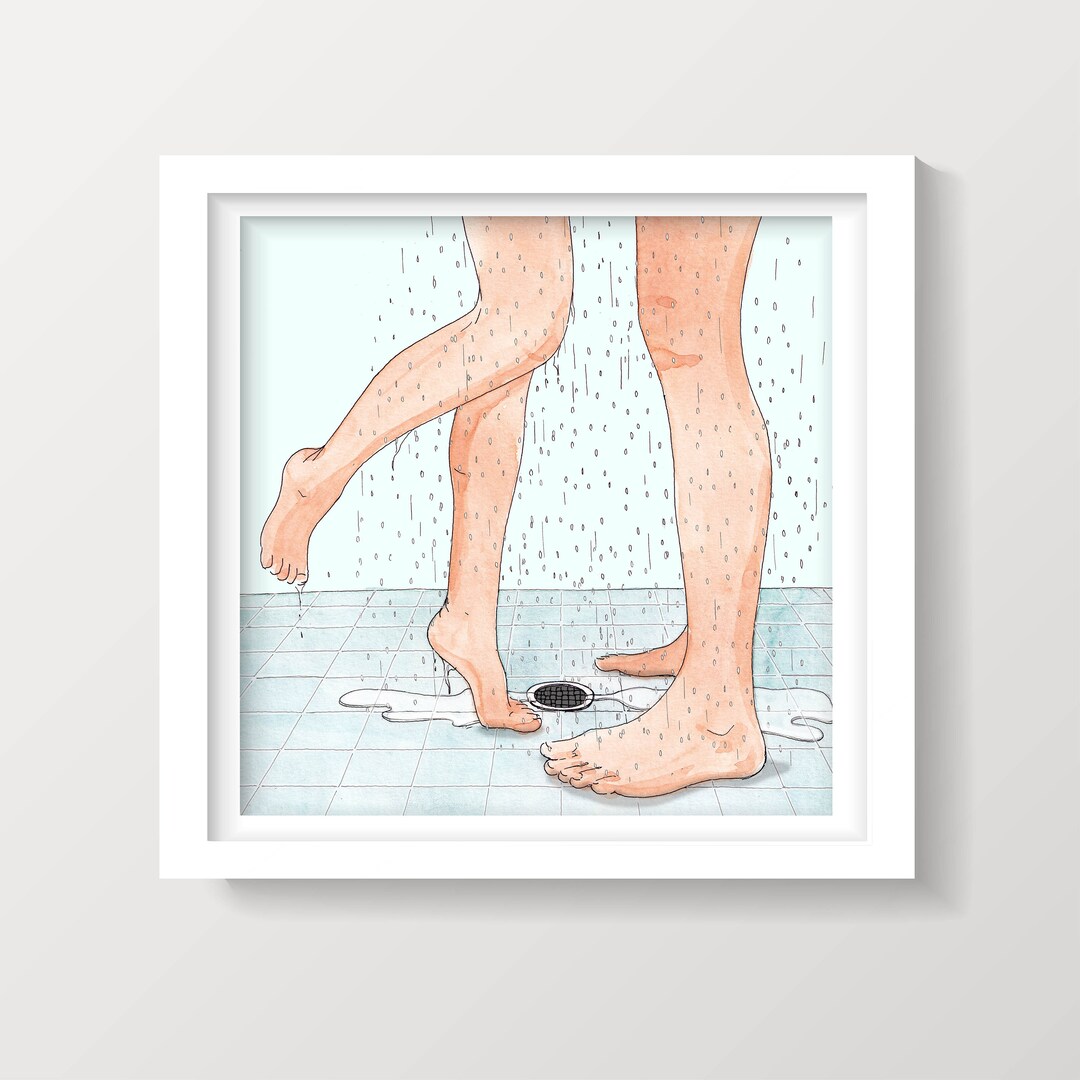 SHOWER WITH ME - Sexy Bathroom Art, Watercolor Painting, Couple Goals ...