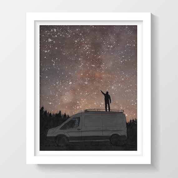 Couple Stargazing Drawing