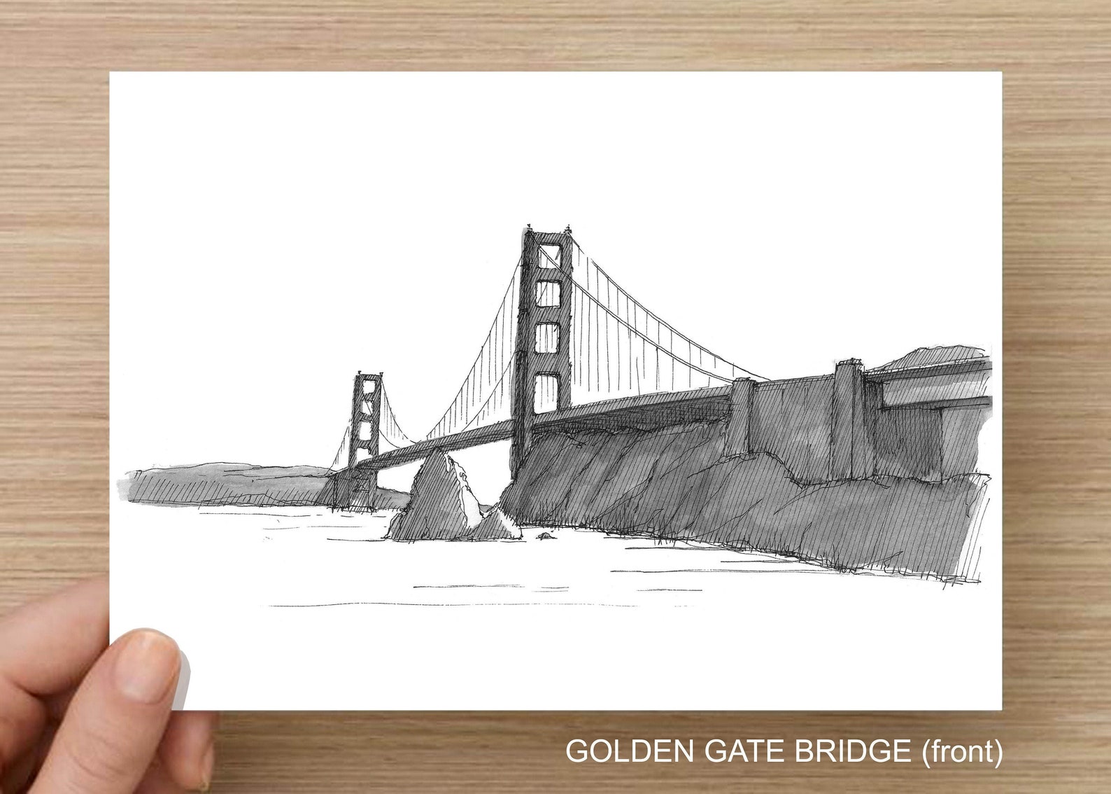 GOLDEN GATE BRIDGE San Francisco Bay California Drawing | Etsy