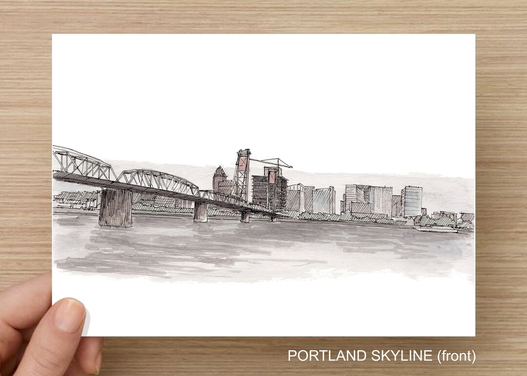 PORTLAND HAWTHORNE BRIDGE - Drawing, Pen and Ink, Watercolor Painting ...