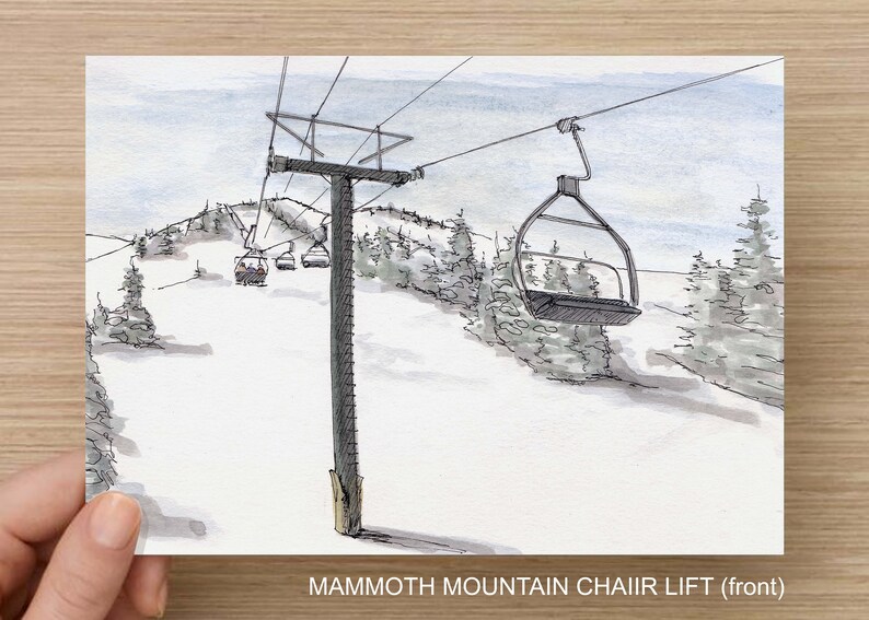 MAMMOTH MOUNTAIN California Ink and Watercolor Painting - Etsy