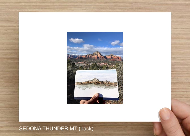 SEDONA THUNDER MT - Ink and Watercolor, Art Print, Drawing, Mountain ...