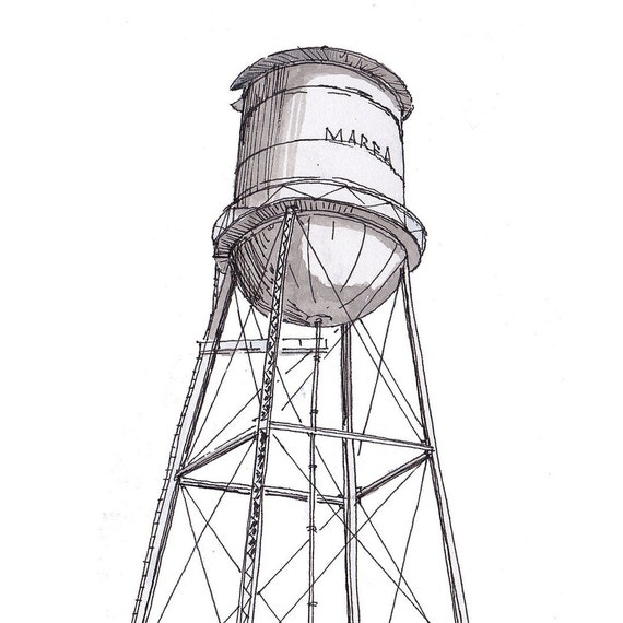 Water Tower Drawing Easy
