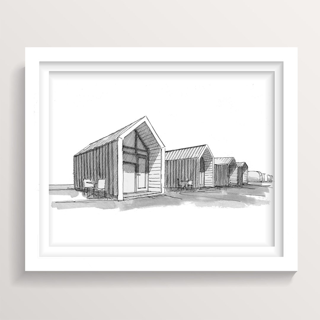 TINY HOUSE PREFAB - Modern Cabins, Architecture Design, Ink Drawing ...