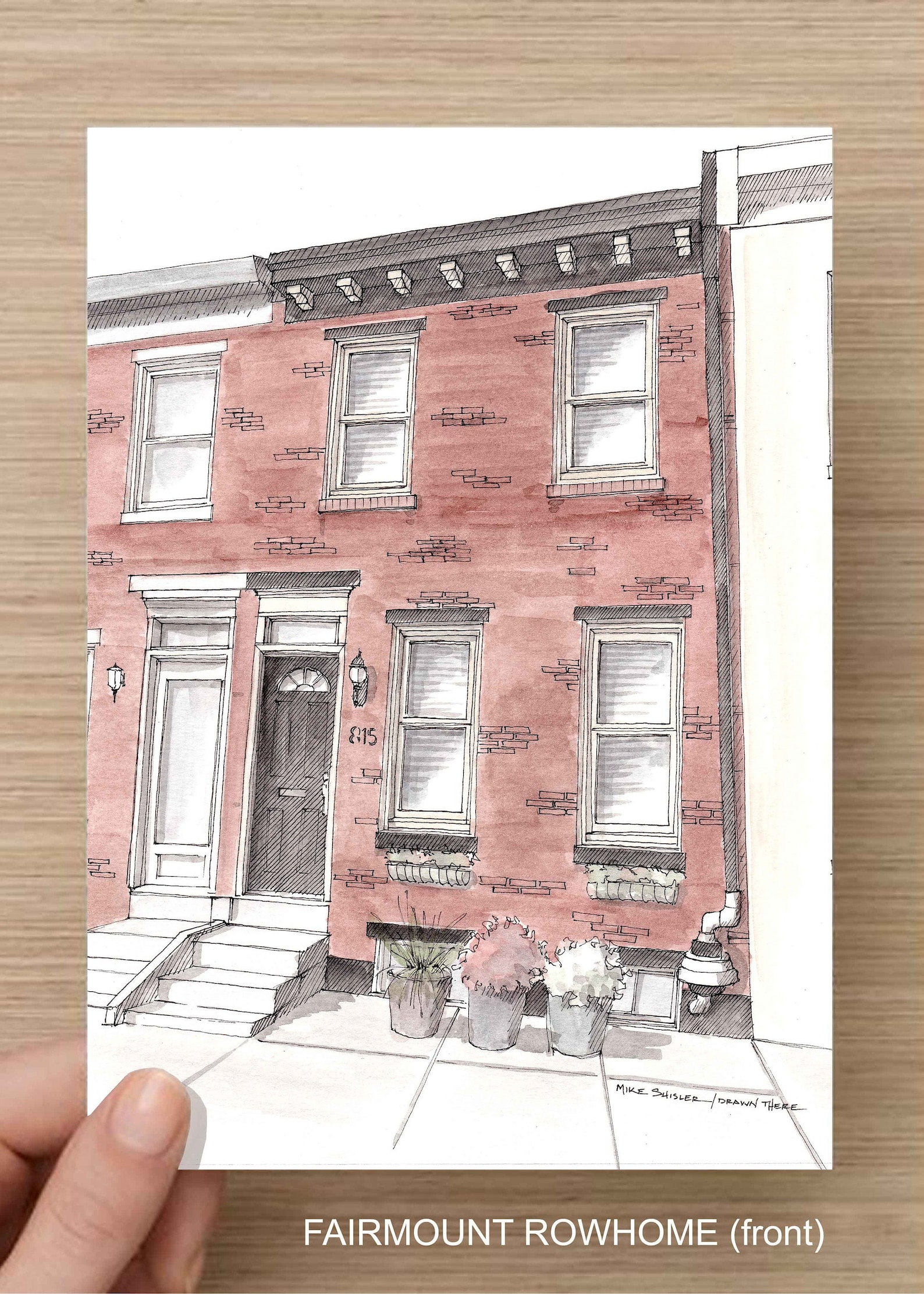 Philadelphia Rowhome Print – Fairmount Brick Architecture, Watercolor ...
