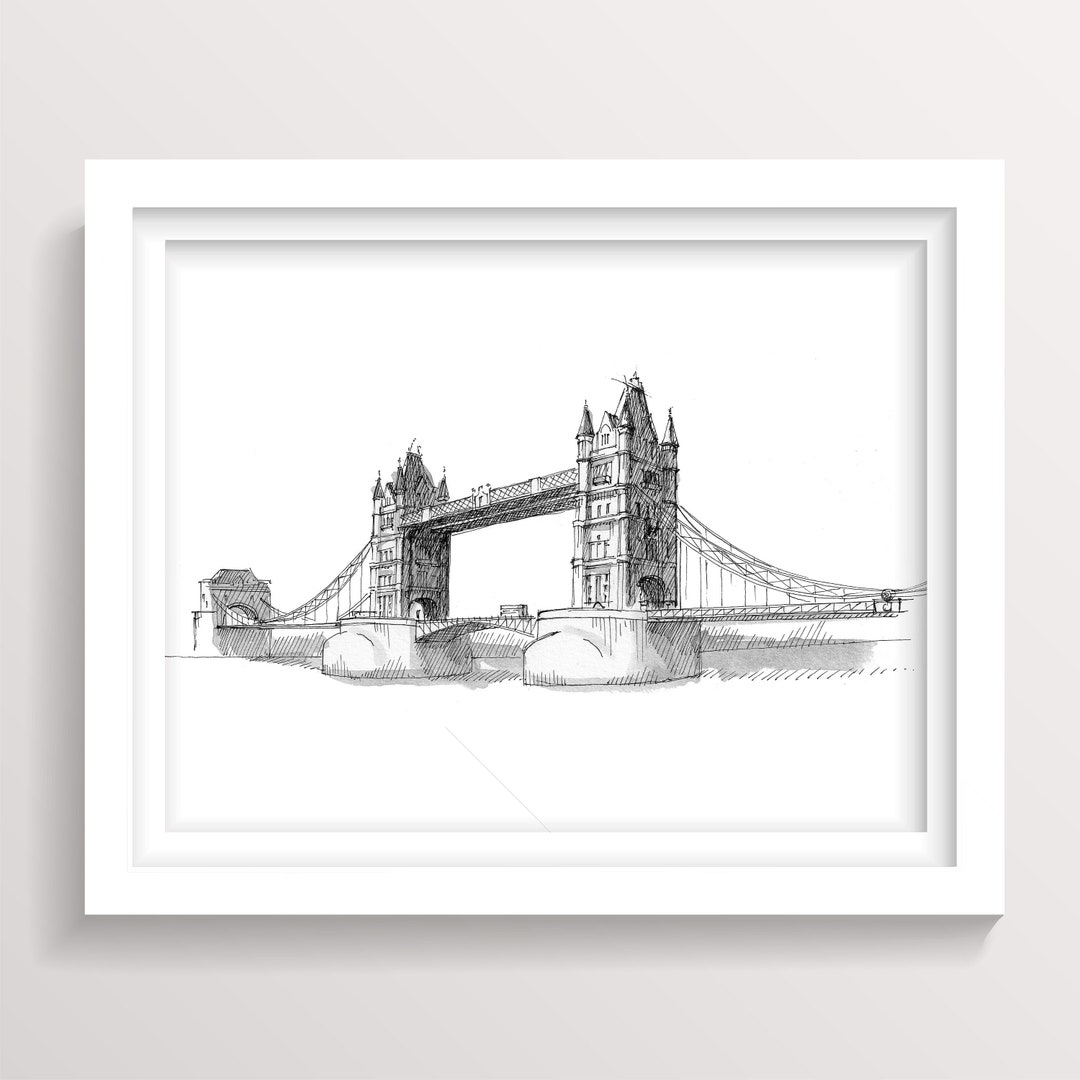 TOWER BRIDGE LONDON - England, Uk, Pen and Ink Travel Art Print ...