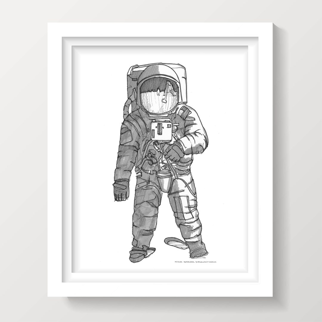 Nasa Astronaut Helmet Pencil Sketches