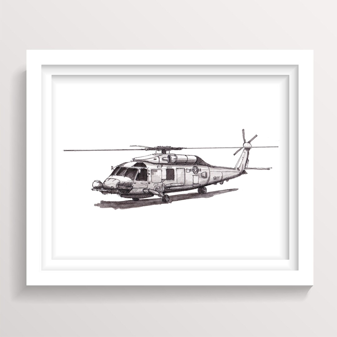 MH-60 Romeo Seahawk Helicopter – Printable Wall Art | Digital Download ...