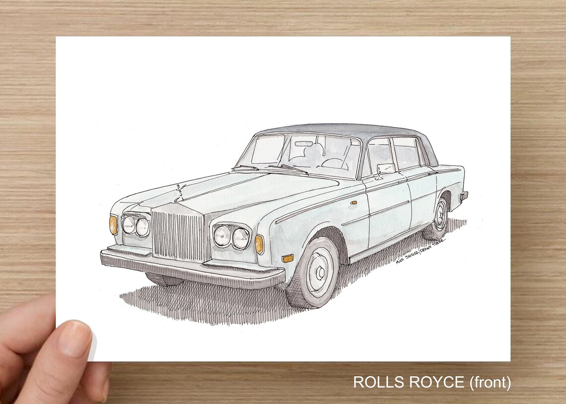 ROLLS ROYCE CLASSIC Car Ink Drawing Watercolor Painting - Etsy UK