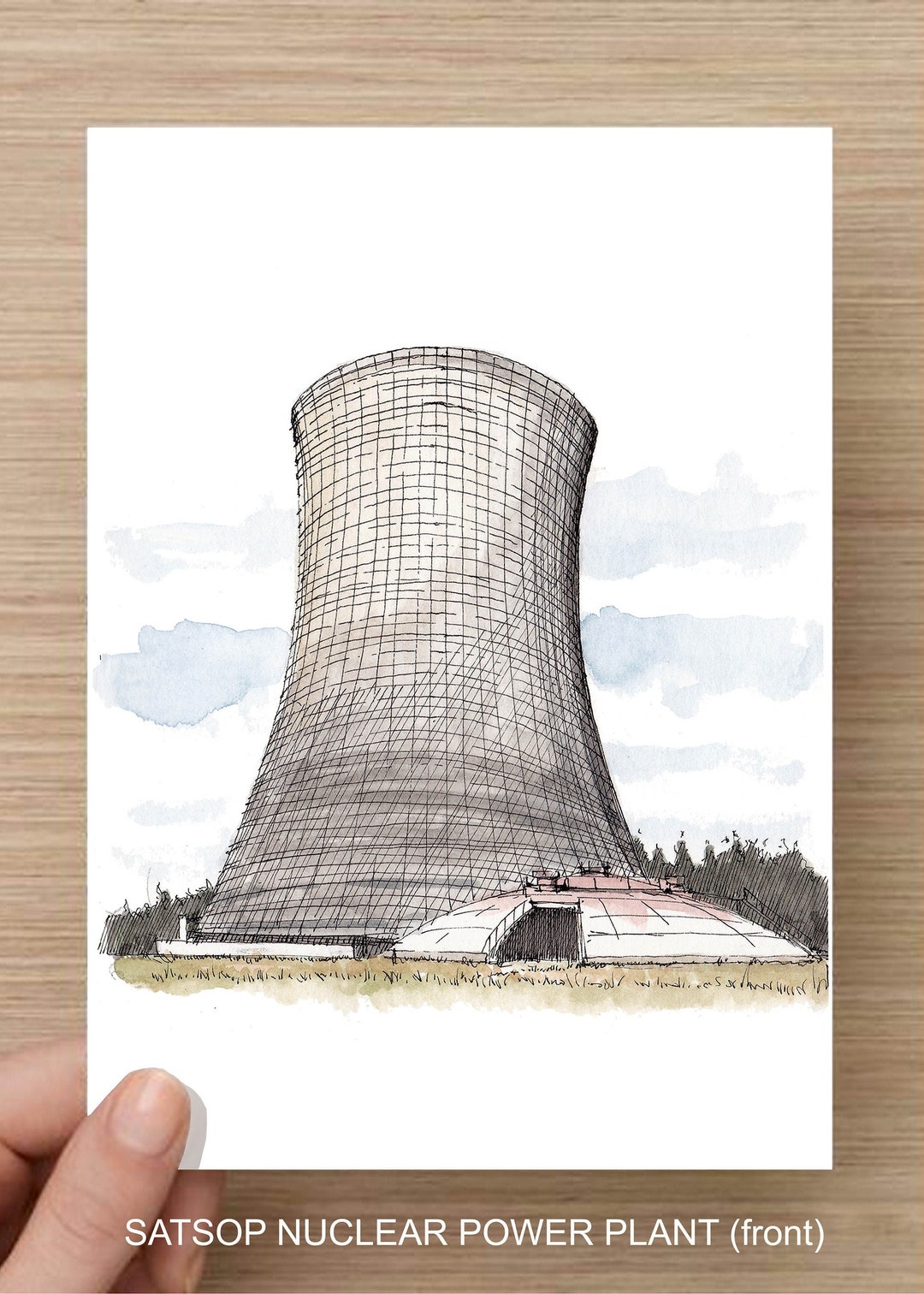 Satsop Nuclear Plant Cooling Tower Ink Drawing – Washington Art Print ...