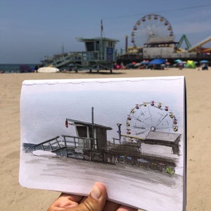 SANTA MONICA PIER - California, Ferris Wheel, Life Guard Stand, Beach ...