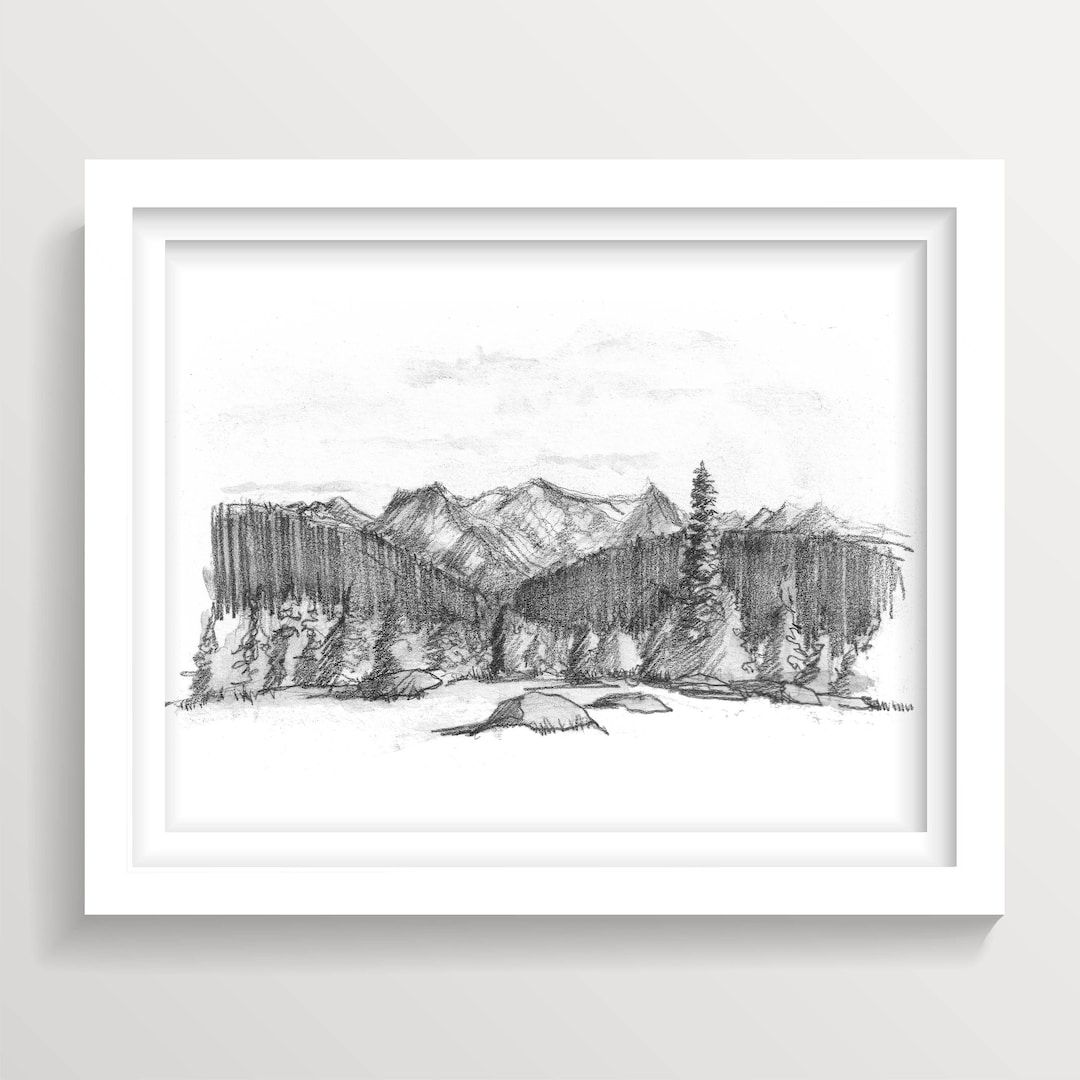ROCKY MOUNTAIN SKETCH - Pencil Sketch of Mountains Along the Million ...
