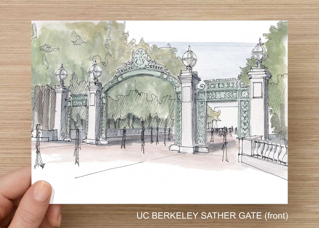 UC BERKELEY Sather Gate - Ink and Watercolor, Art, Drawing ...