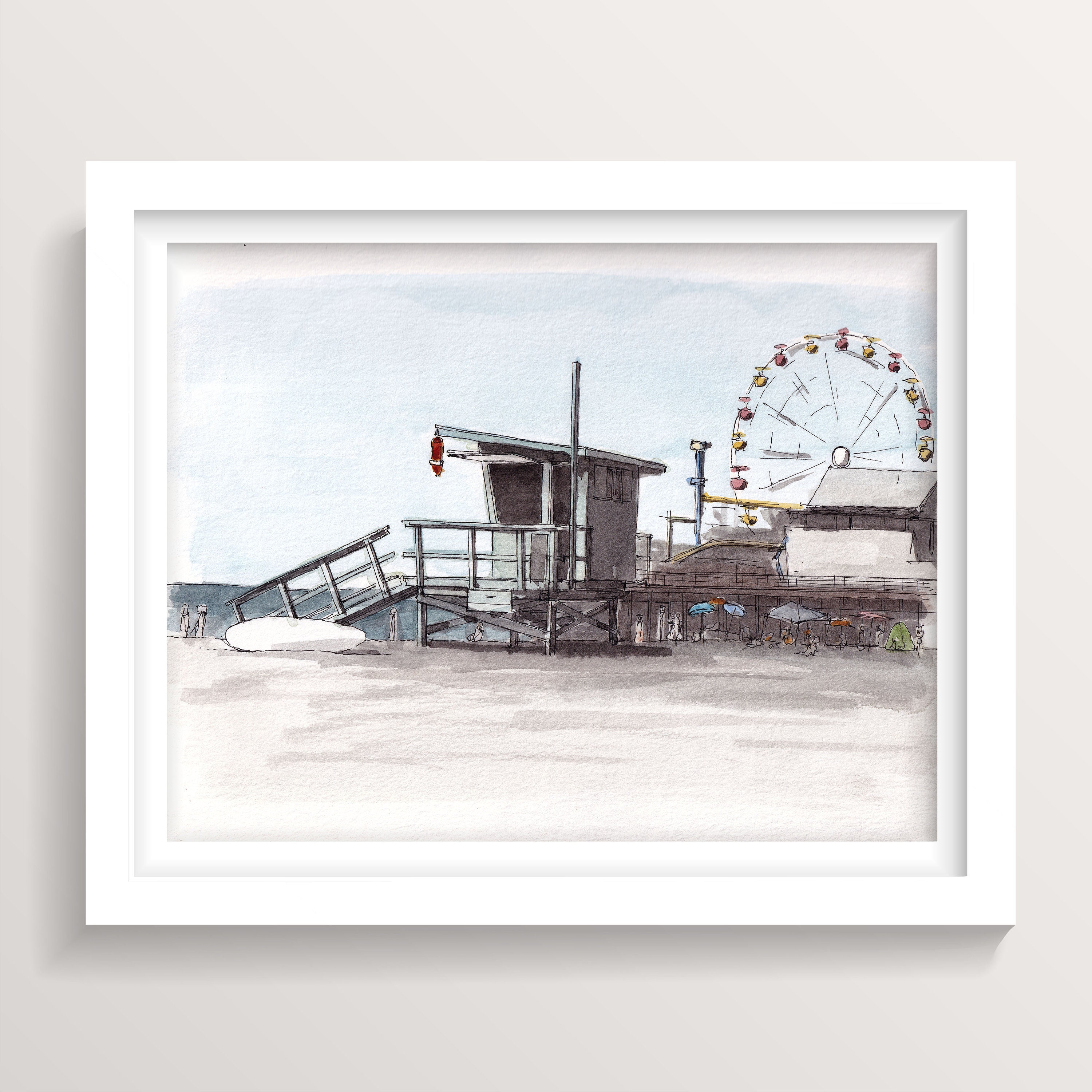 SANTA MONICA PIER - California, Ferris Wheel, Life Guard Stand, Beach ...