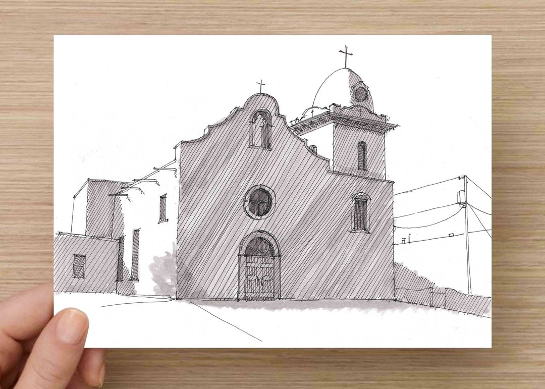 Ysleta Mission Church Art Print, El Paso Texas, Pen and Ink - Etsy