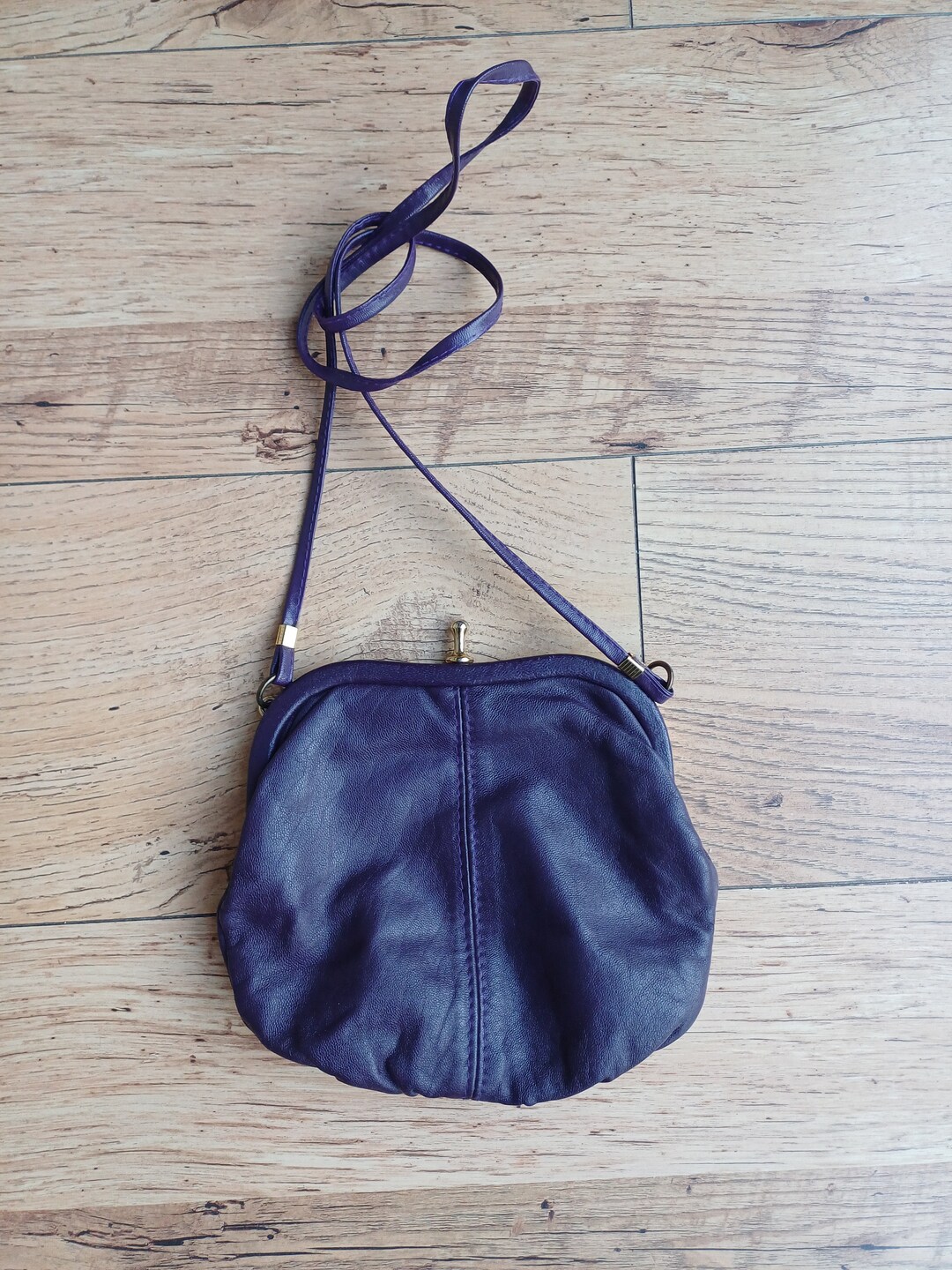 Vintage Debenhams Classics 1980s Purple Leather Shoulder Bag Crossbody ...