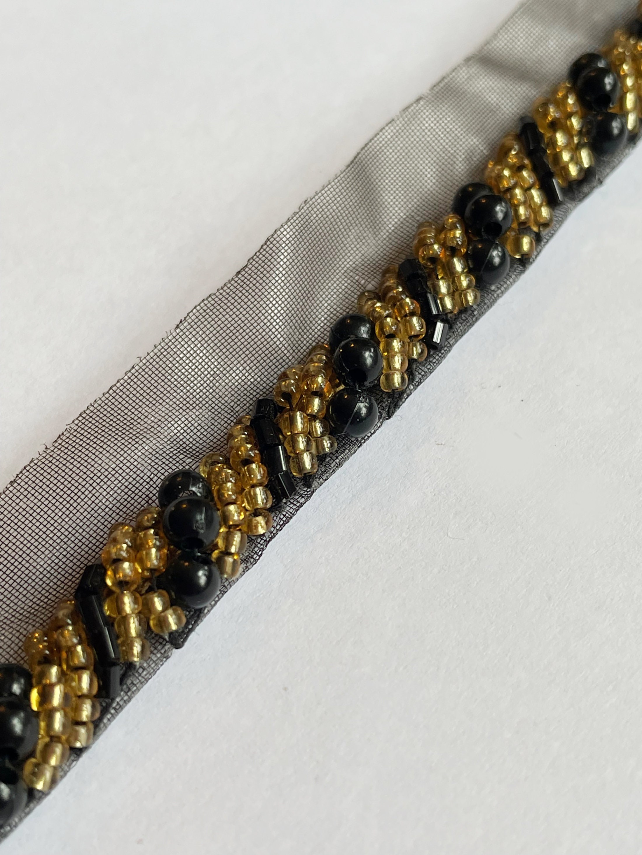 Gold & Black Bead Lip Cording Trim | Designer Beaded Cord W/ Lip Seed ...