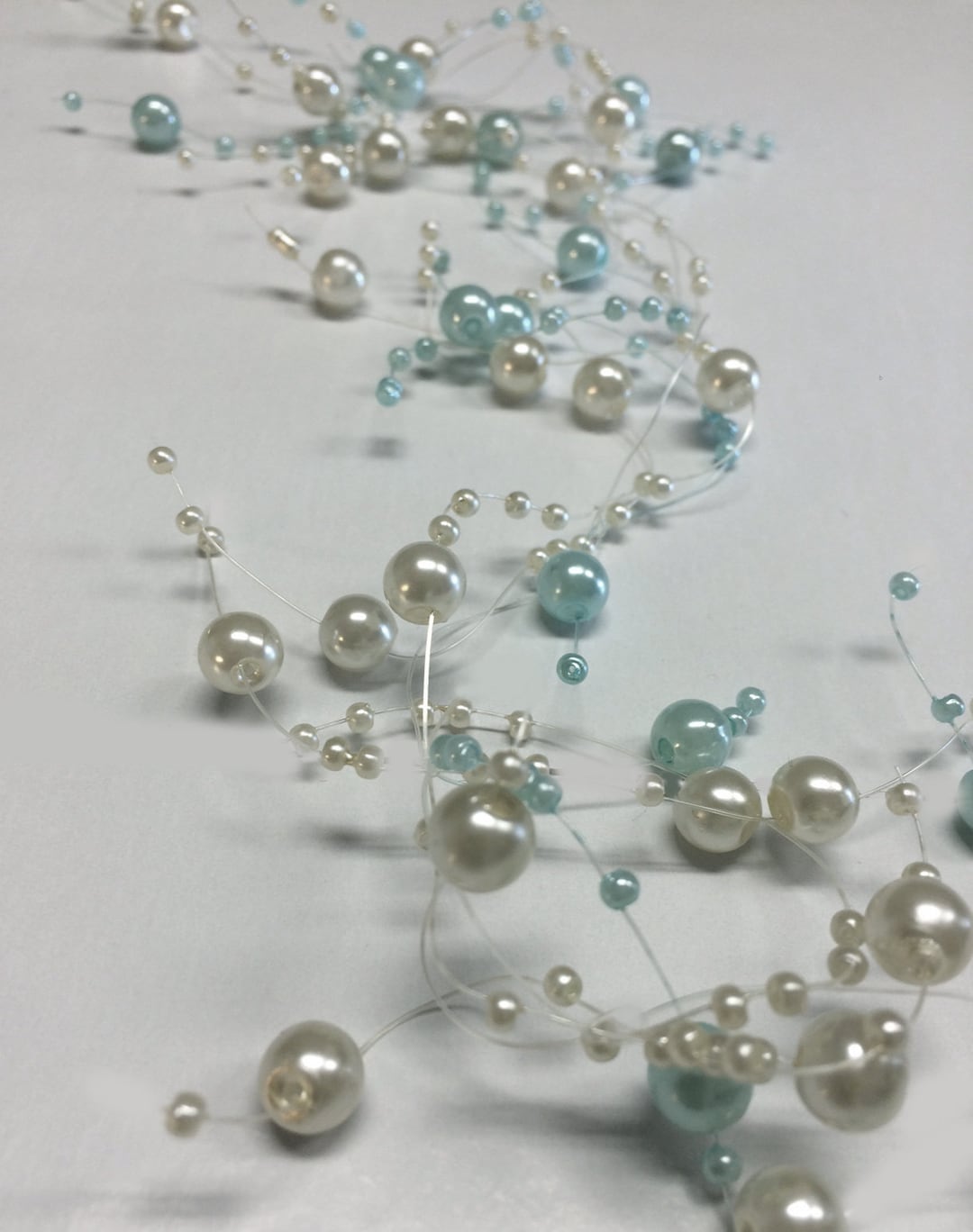 Wedding Table Garlands in Ivory & Turquoise Pearls Bridal Cake Table ...