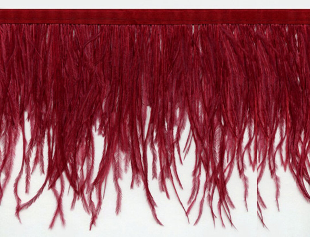 Ostrich Feather Trim in Wine Red 5" Long Very Elegant Burgundy Feathers ...