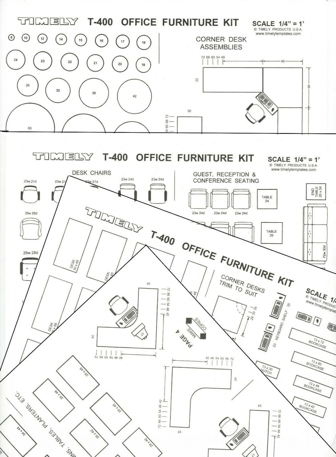 Office Furniture Arrangement Layout Kit | 1/4" Scale Cardboard Cut Outs ...