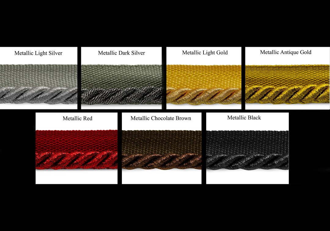 Metallic Lip Cord Trim | Designer Twisted Cording W/ Sheen & Lip Edge ...
