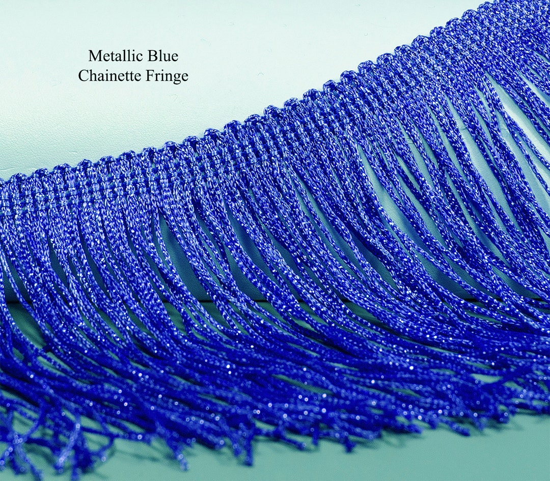 Metallic Blue Chainette Fringe Trim Sparkling Dance Performance ...