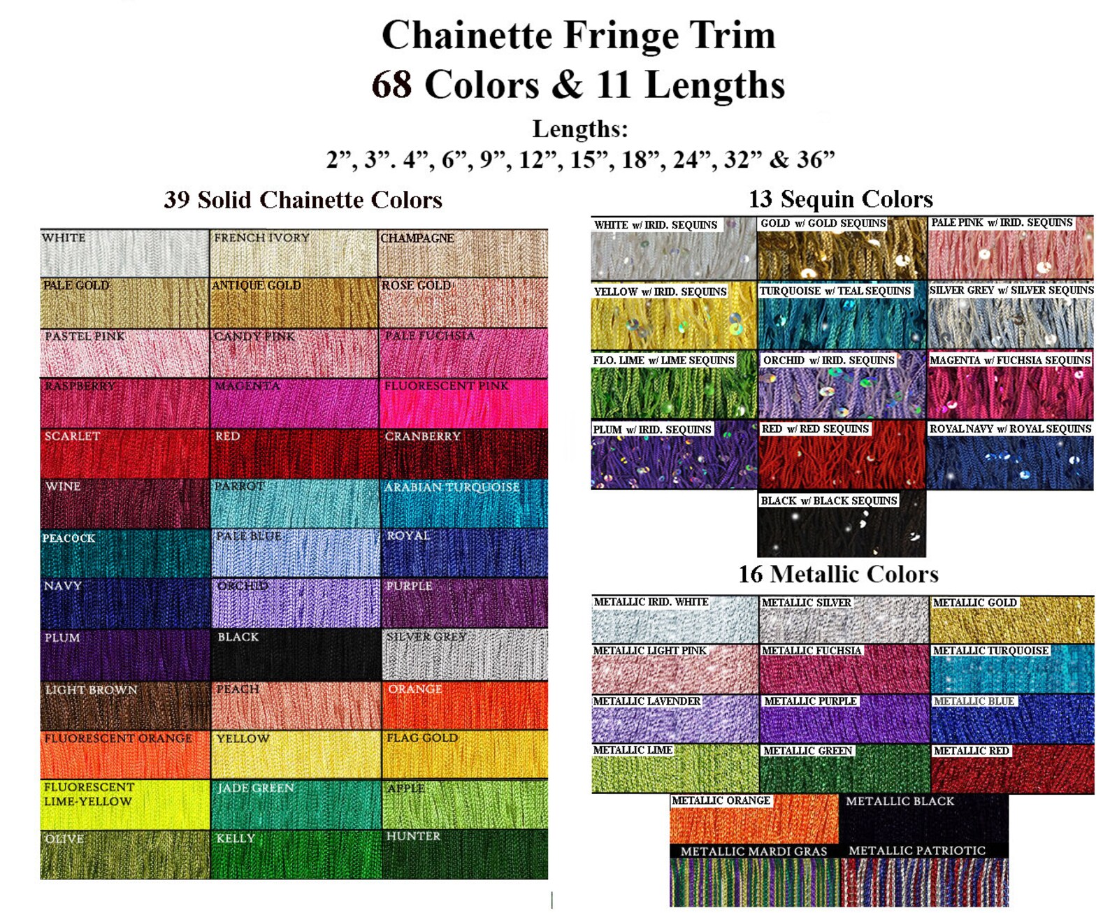 Fringe Sample(s) of Chainette Fringe Trim | Sample Cutting Length of ...