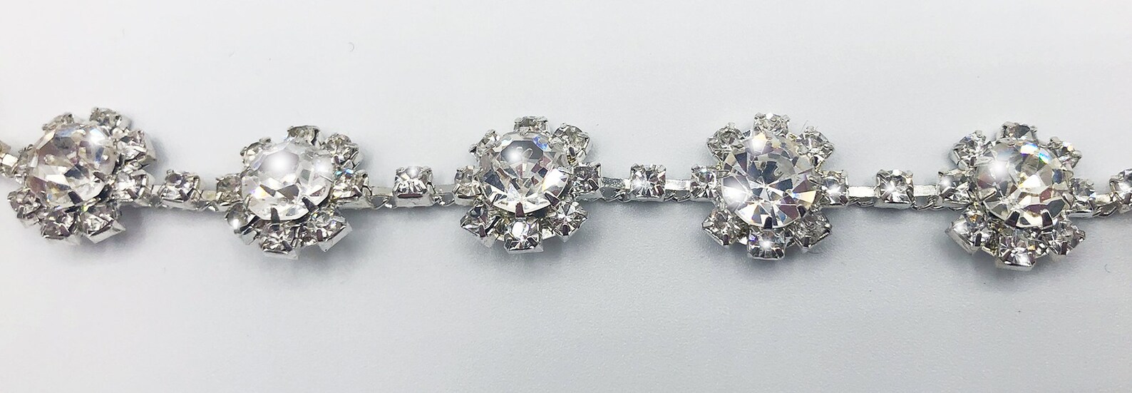 Crystal Rhinestone Flower Chain set in Silver tone Metal is | Etsy