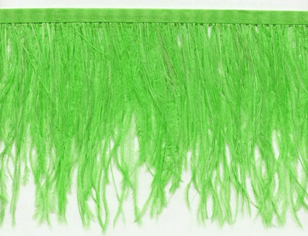 Lime Green Ostrich Feather Trim 5" Long Feather Fringe on Sale! 1 Ply ...