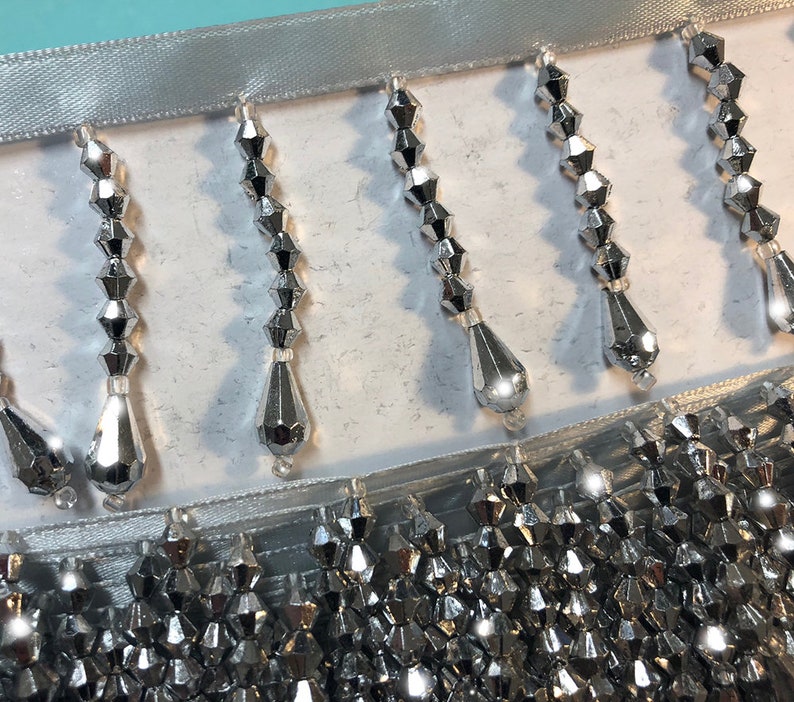 Decor Metallic Silver Beaded Fringe Trim Shiny Metal Finish - Etsy