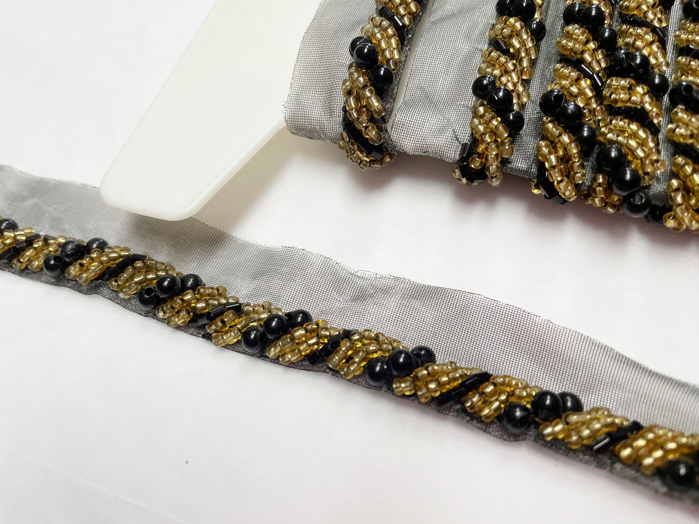 Gold & Black Bead Lip Cording Trim Designer Beaded Cord W/ - Etsy