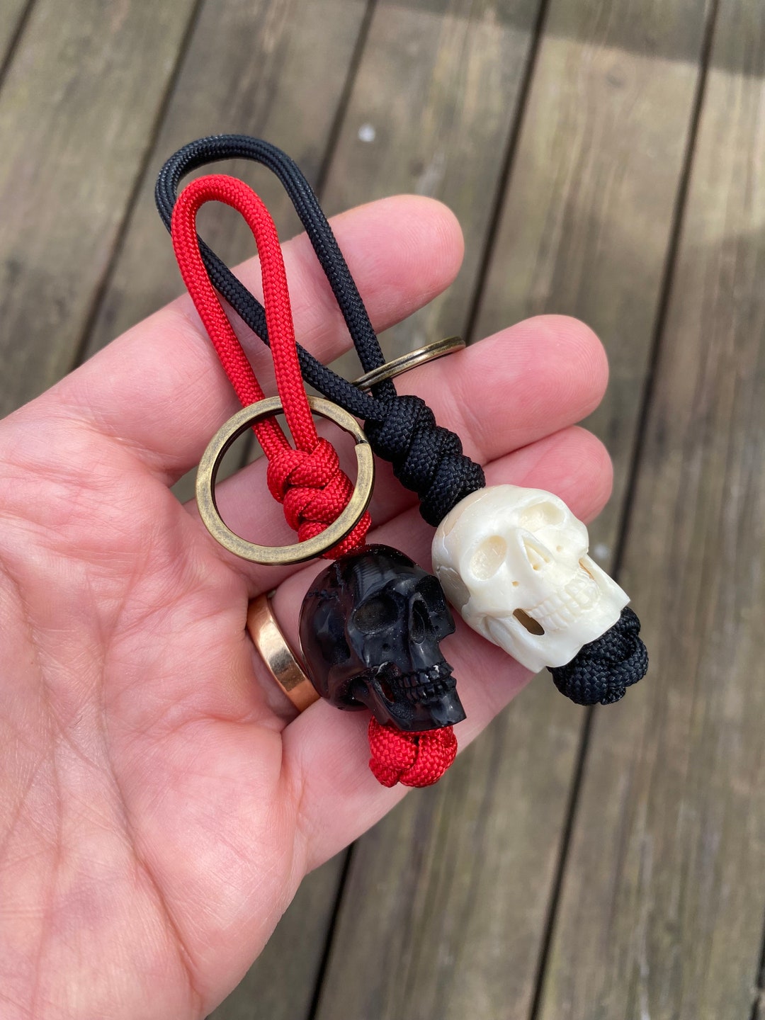 Hand Carved Skull Keychain - Etsy
