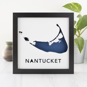 Nantucket Island, Massachusetts. Framed Cut Paper Map Shadowbox Artwork ...