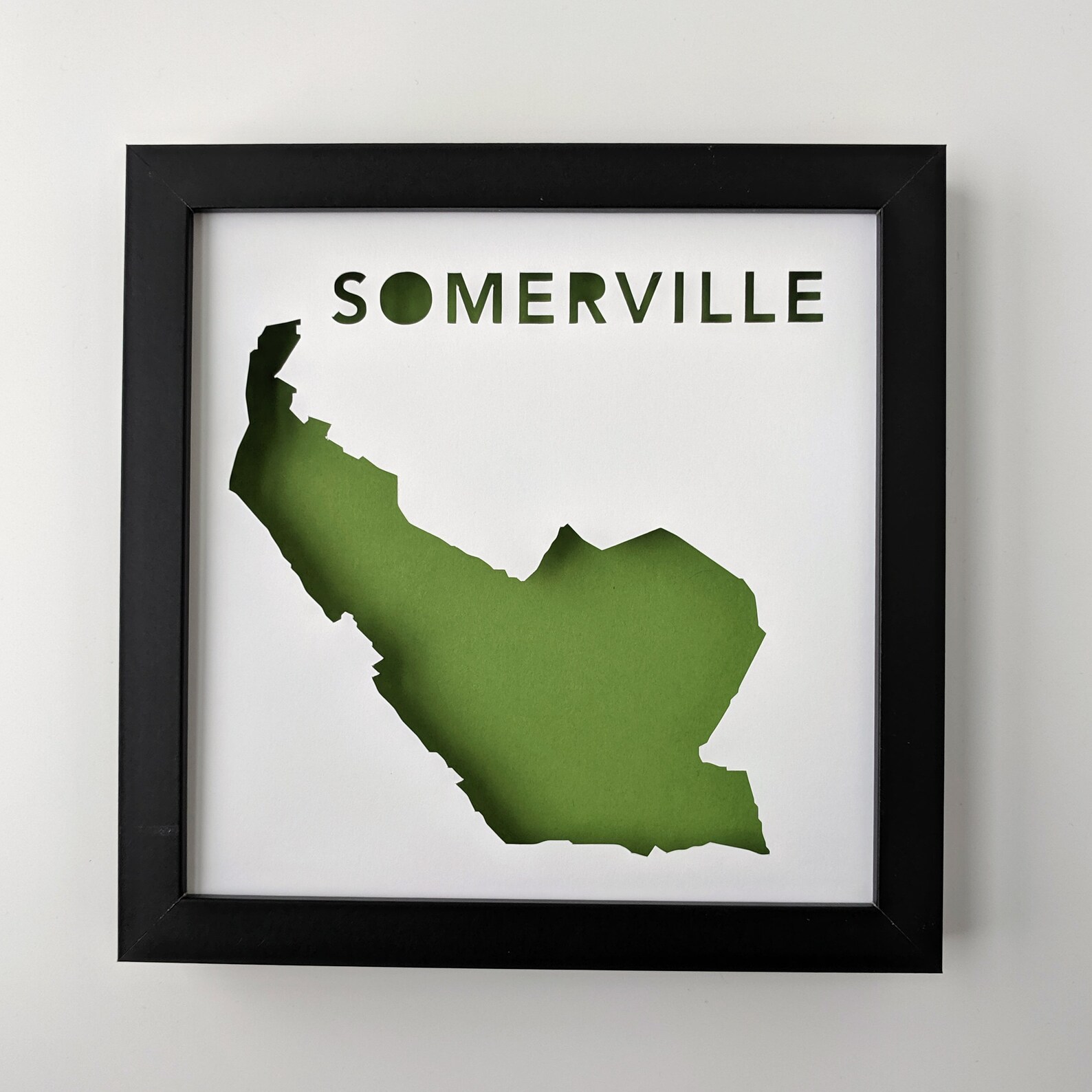 Somerville MA. Framed Cut Paper City Map Artwork - Etsy