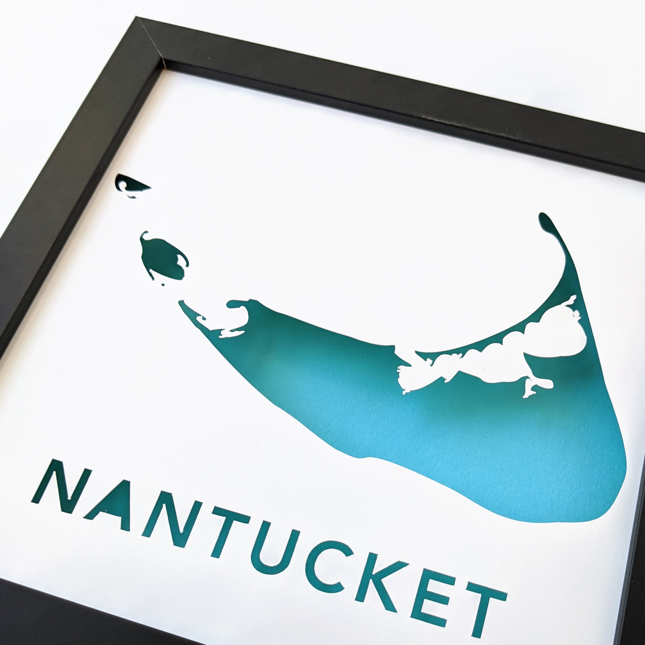 Nantucket Island, Massachusetts. Framed Cut Paper Map Shadowbox Artwork ...