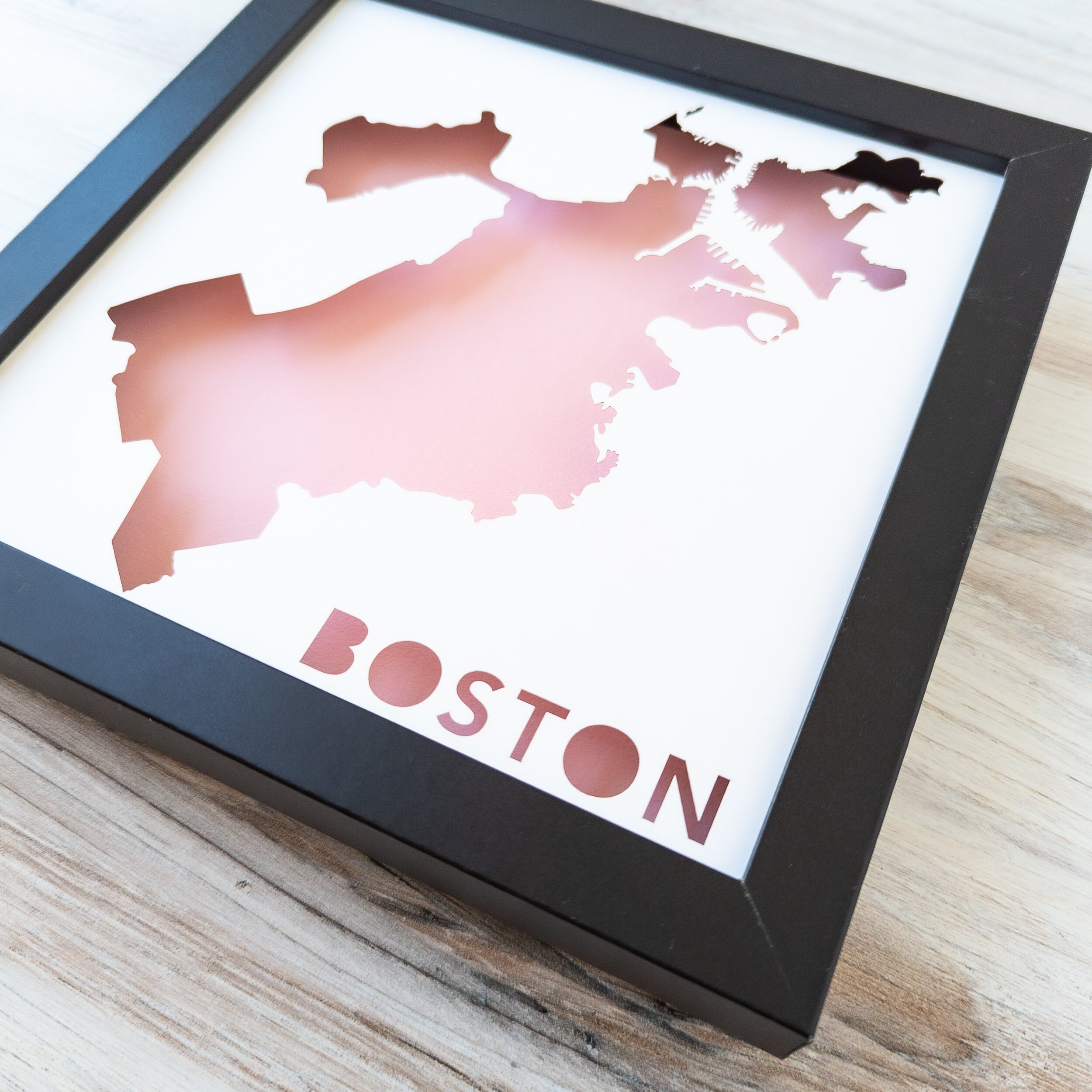 Boston, Massachusetts. Framed Cut Paper City Map Shadowbox Artwork - Etsy