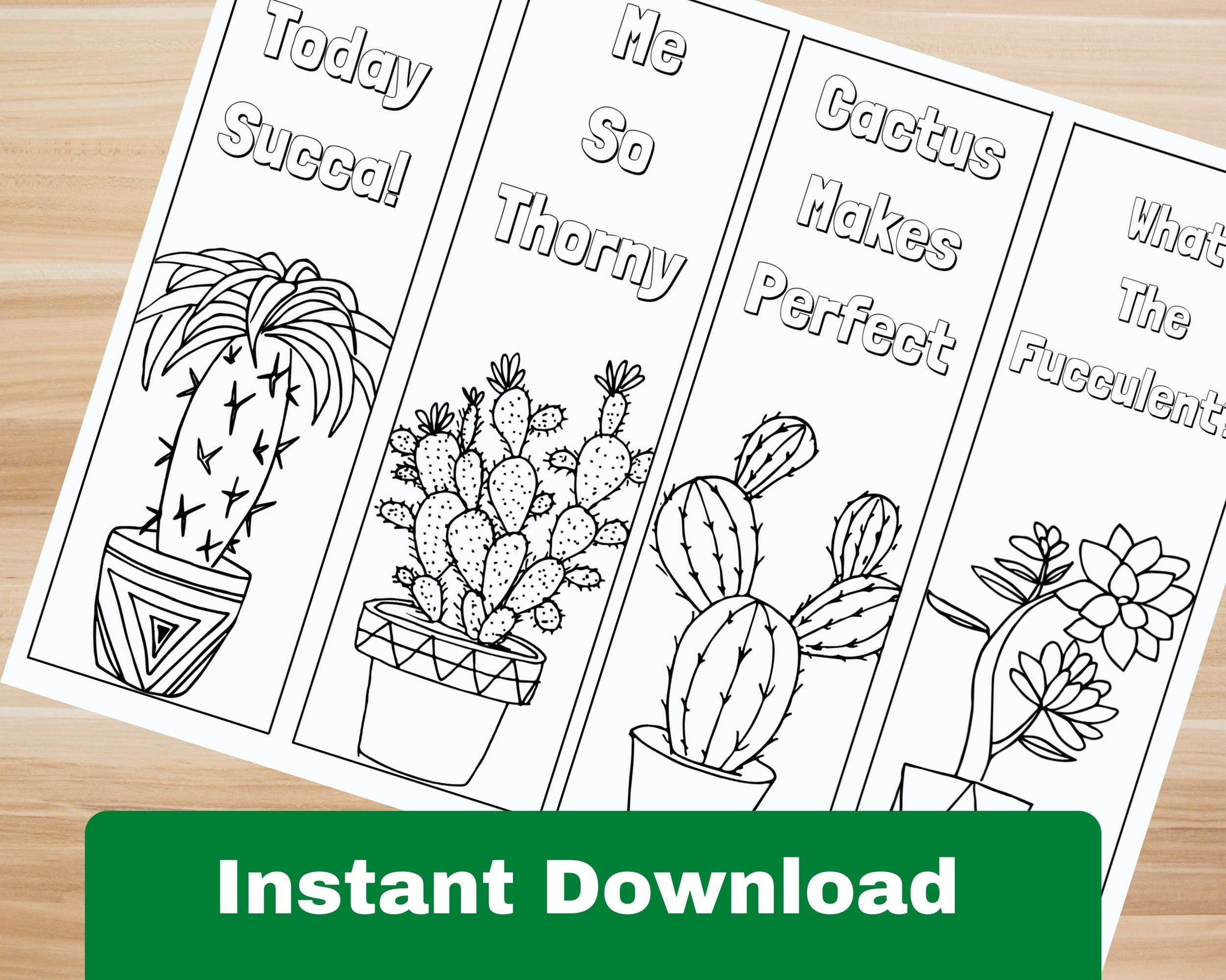 Printable Color Your Own Sassy Plant Bookmarks - Etsy