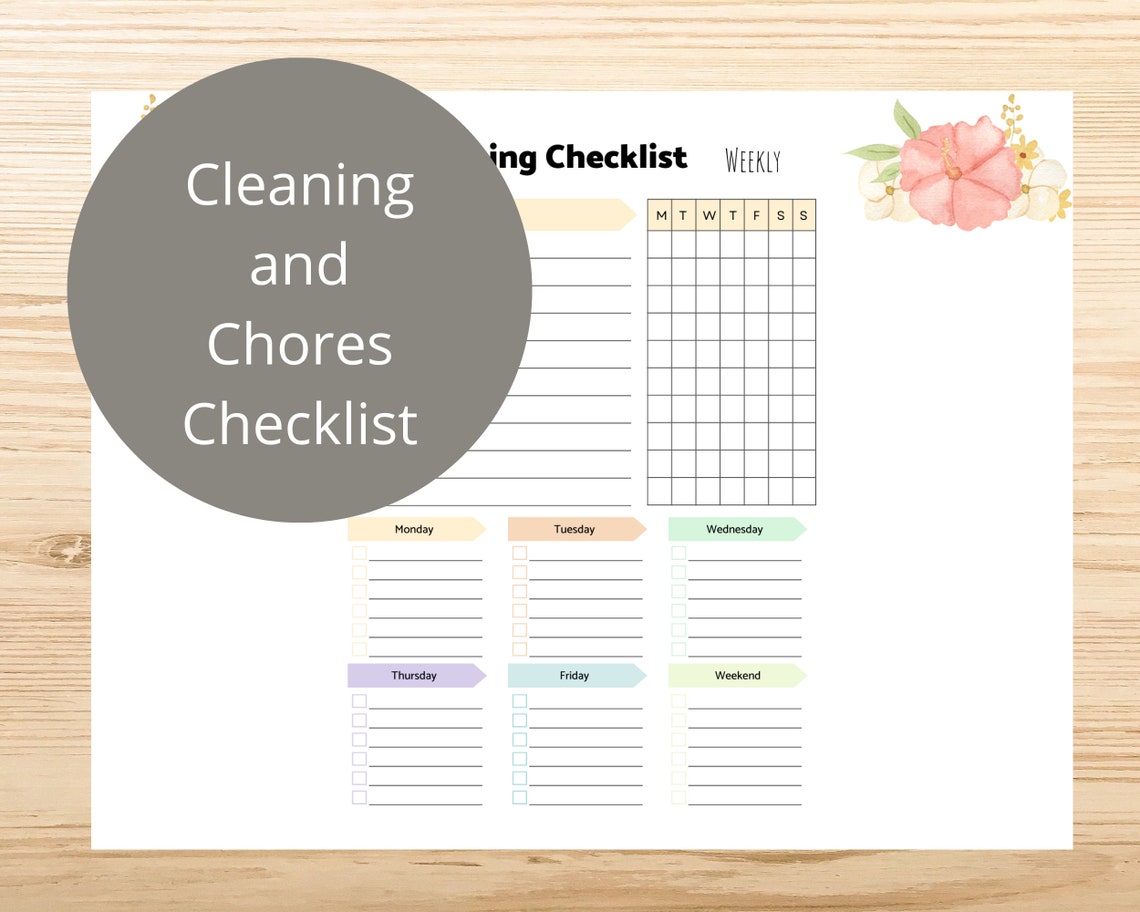 Printable Cleaning and Chores Checklist | Instant Download | Perfect ...