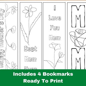 Color Your Own Mother's Day Bookmarks | Printable Bookmarks | Mom Gift ...