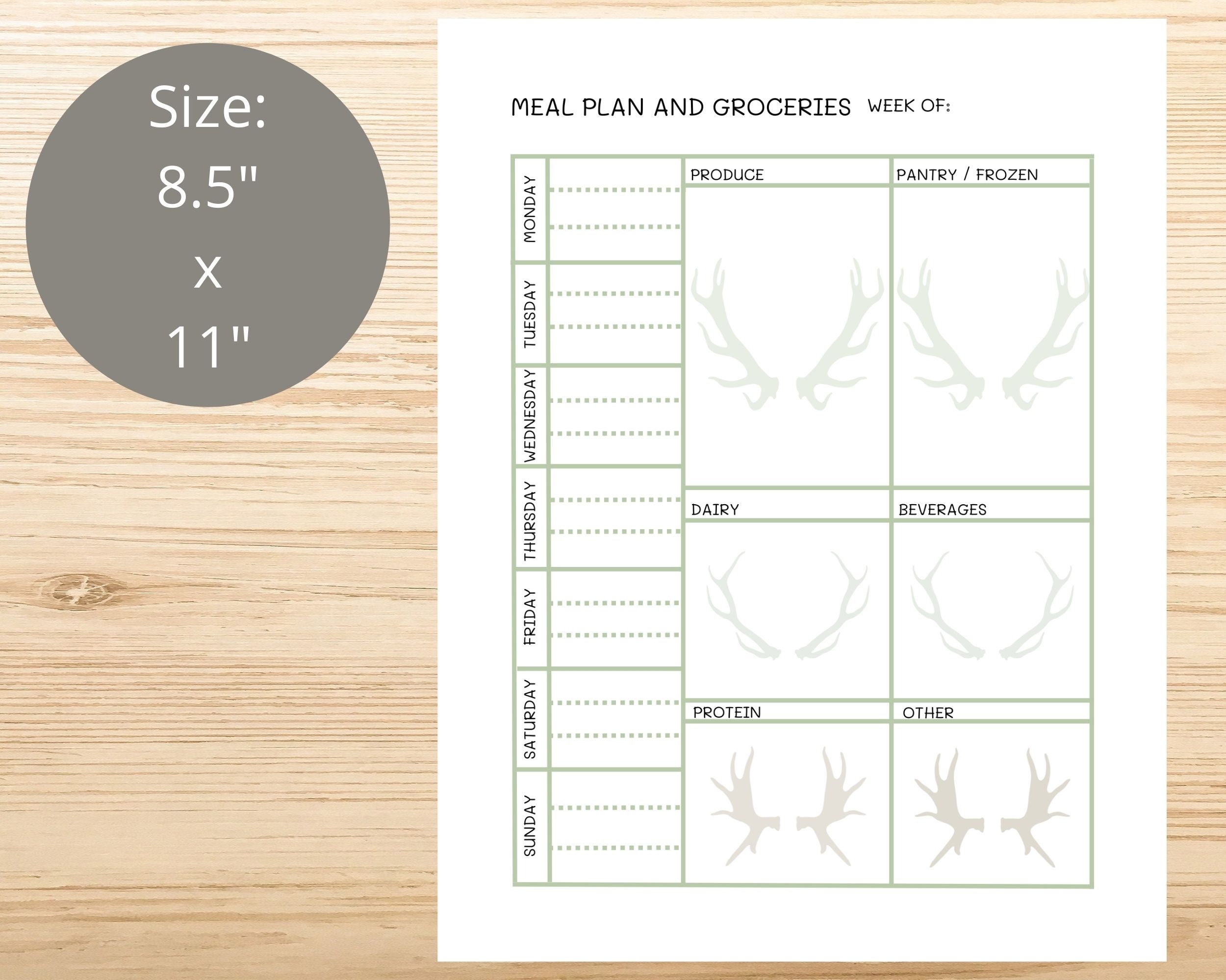 Printable Weekly Meal Planner and Grocery List Bundle | Minimalist ...