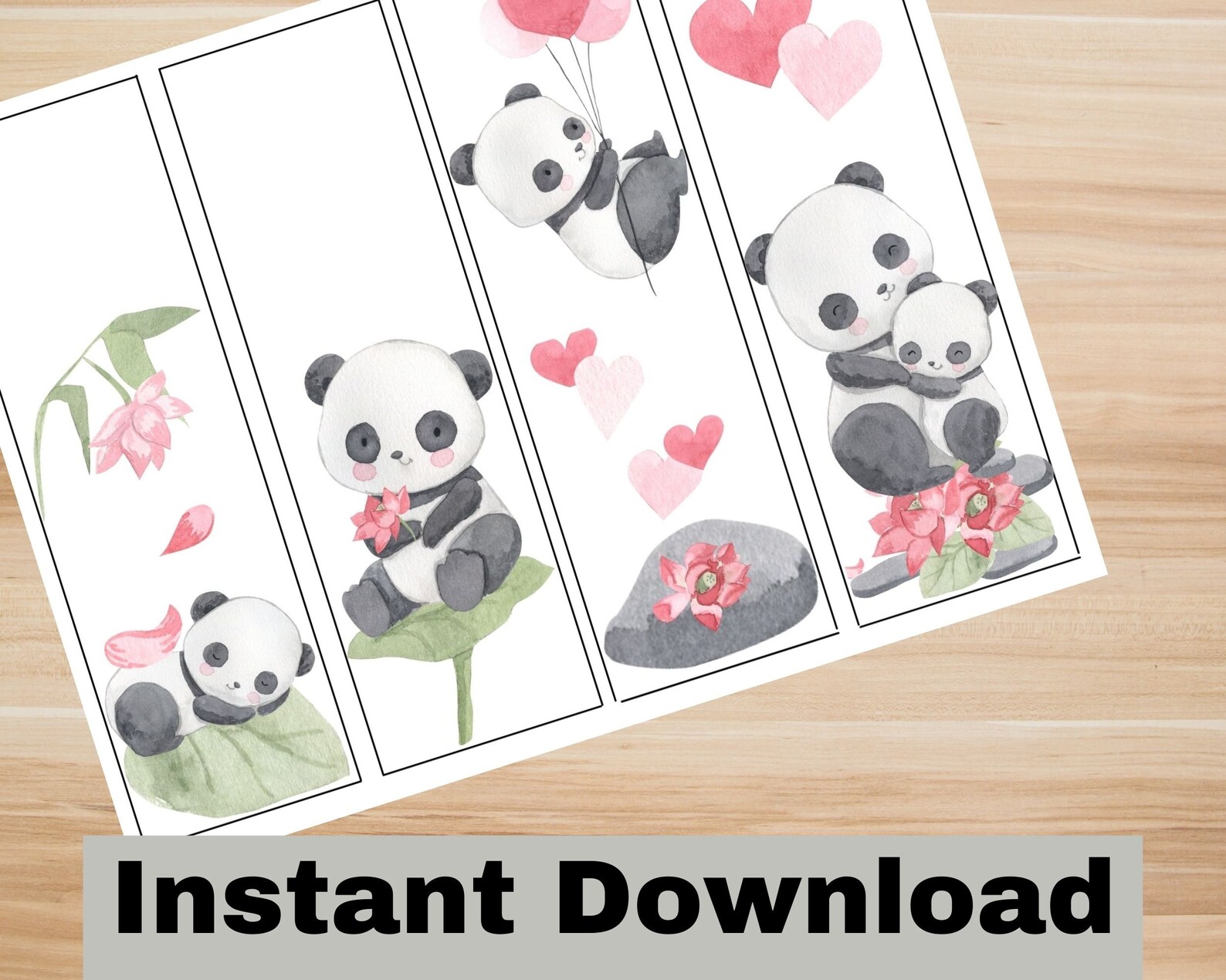Panda Printable Bookmarks - Etsy