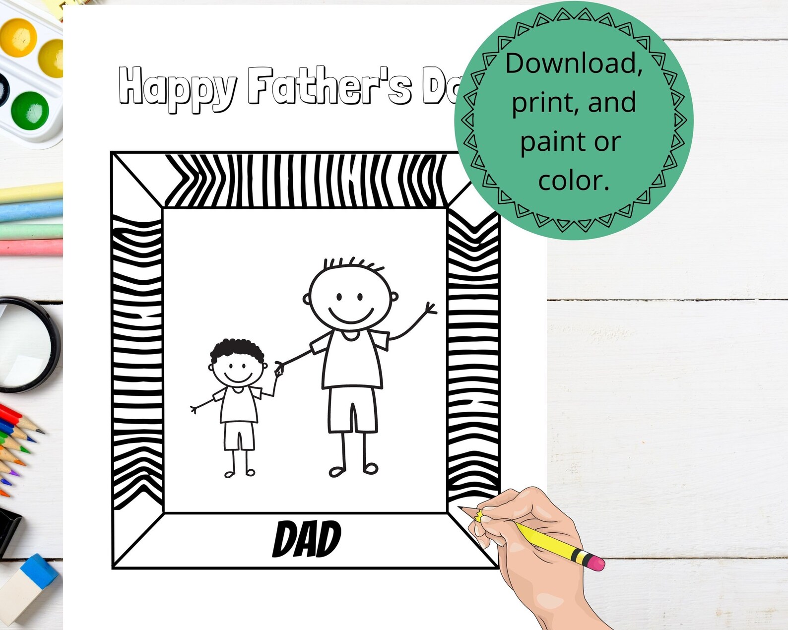 Father's Day Coloring Craft | Kid Craft | Father's Day Gift | Dad Gift ...